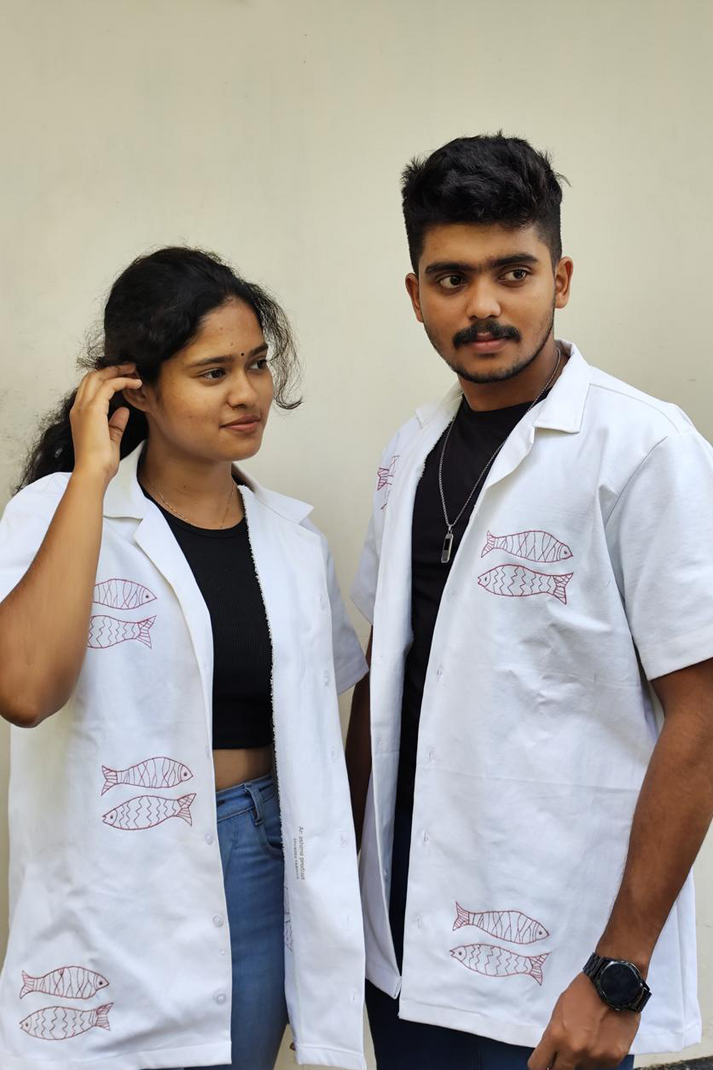 White shirt with fish embroidery – Shop | Paisley Trivandrum